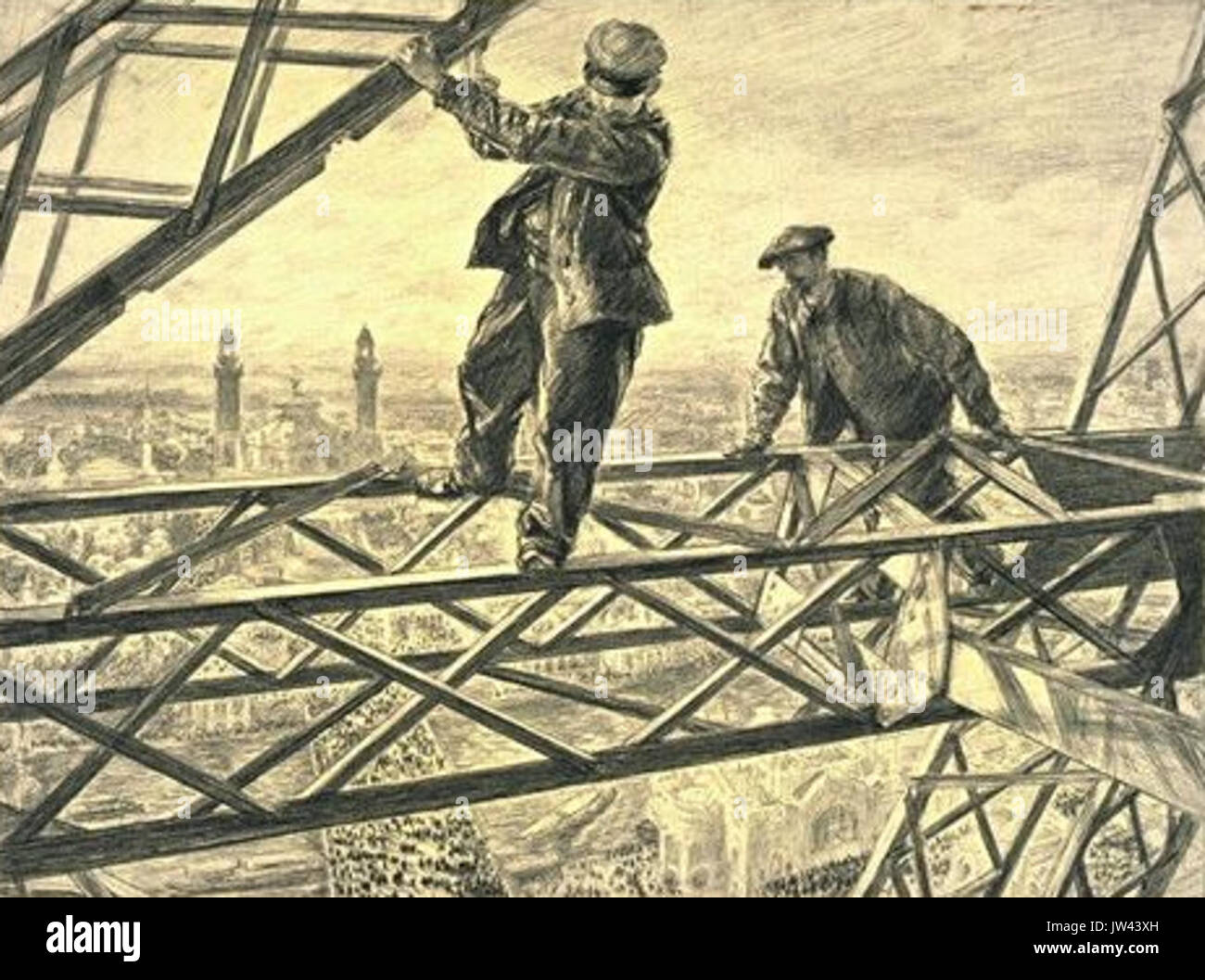 Deux ouvriers de la Tour Eiffel Stock Photo - Alamy