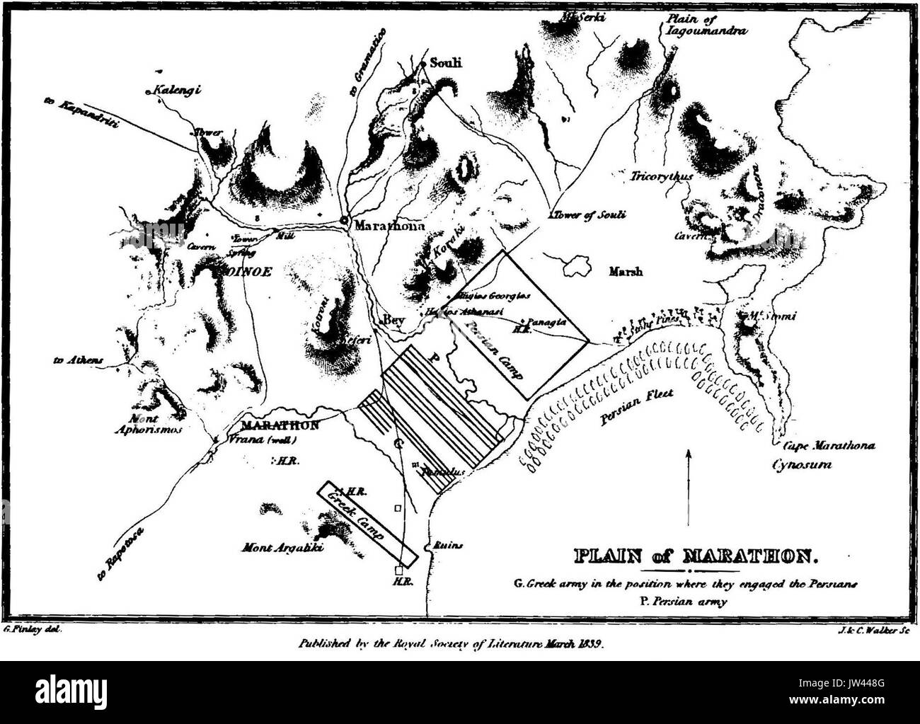 Plain of Marathon, George Finlay Stock Photo - Alamy