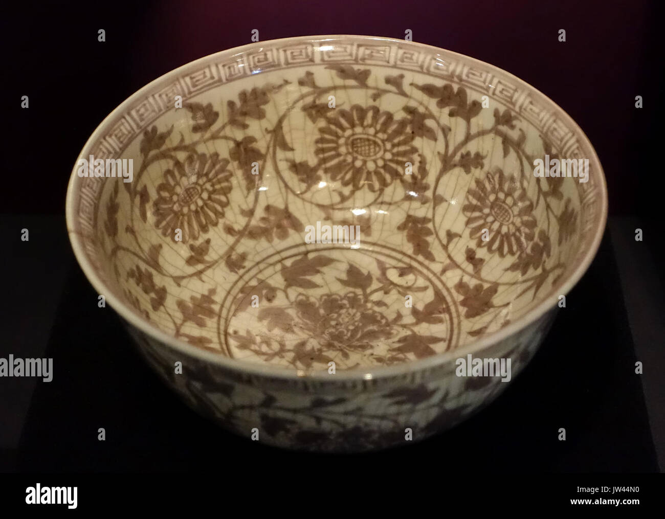 Bowl with floral design in underglaze red, China, Hongwu Period, Ming ...