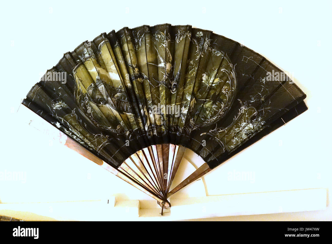 Fan depicting the New Palace in Potsdam, Berlin, early 1900s, mother of ...