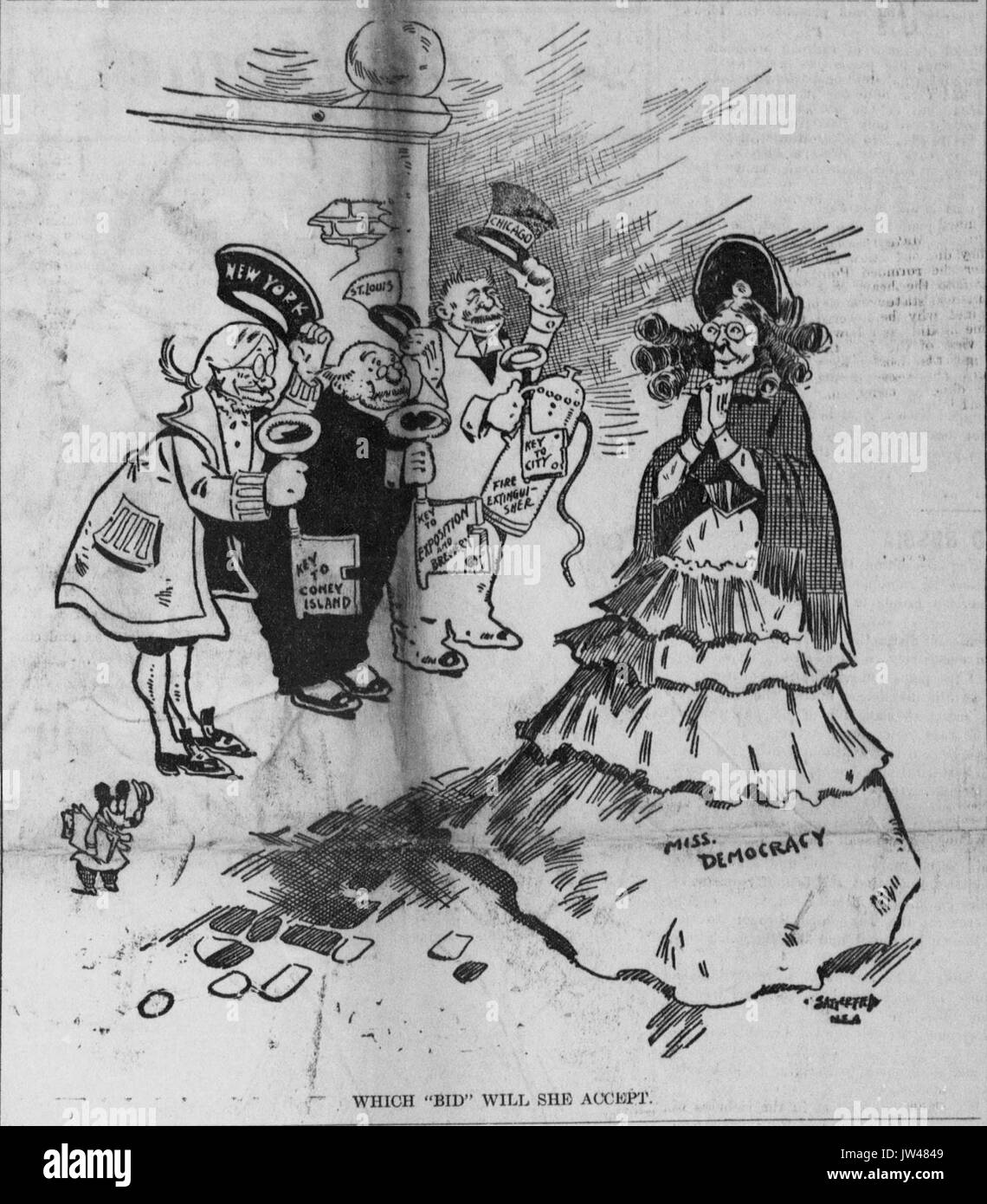 Satterfield cartoon about cities bidding for political conventions ...