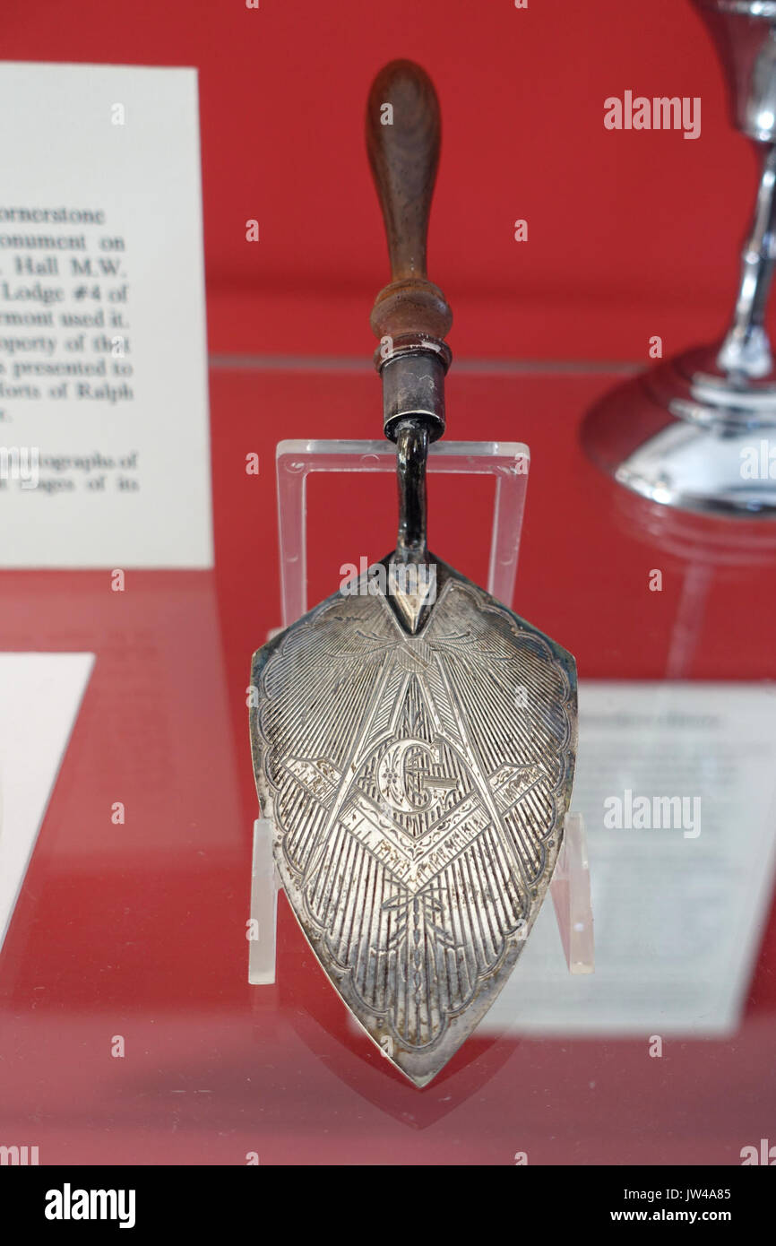 Masonic trowel used to lay the cornerstone of the Bennington Battle ...
