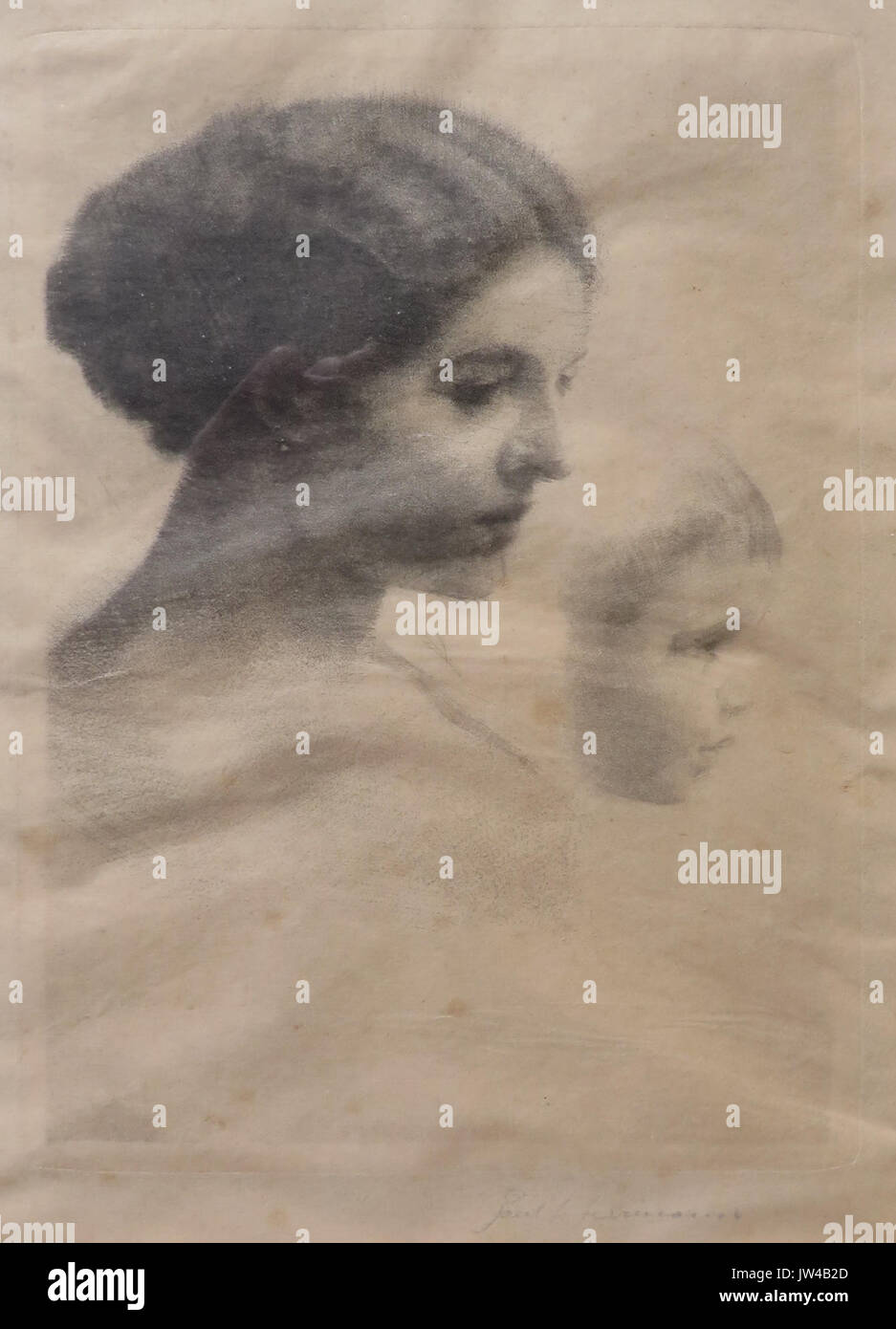 Radierung, Luise Herrmann mit Sohn Paul Herrmann Stock Photo - Alamy