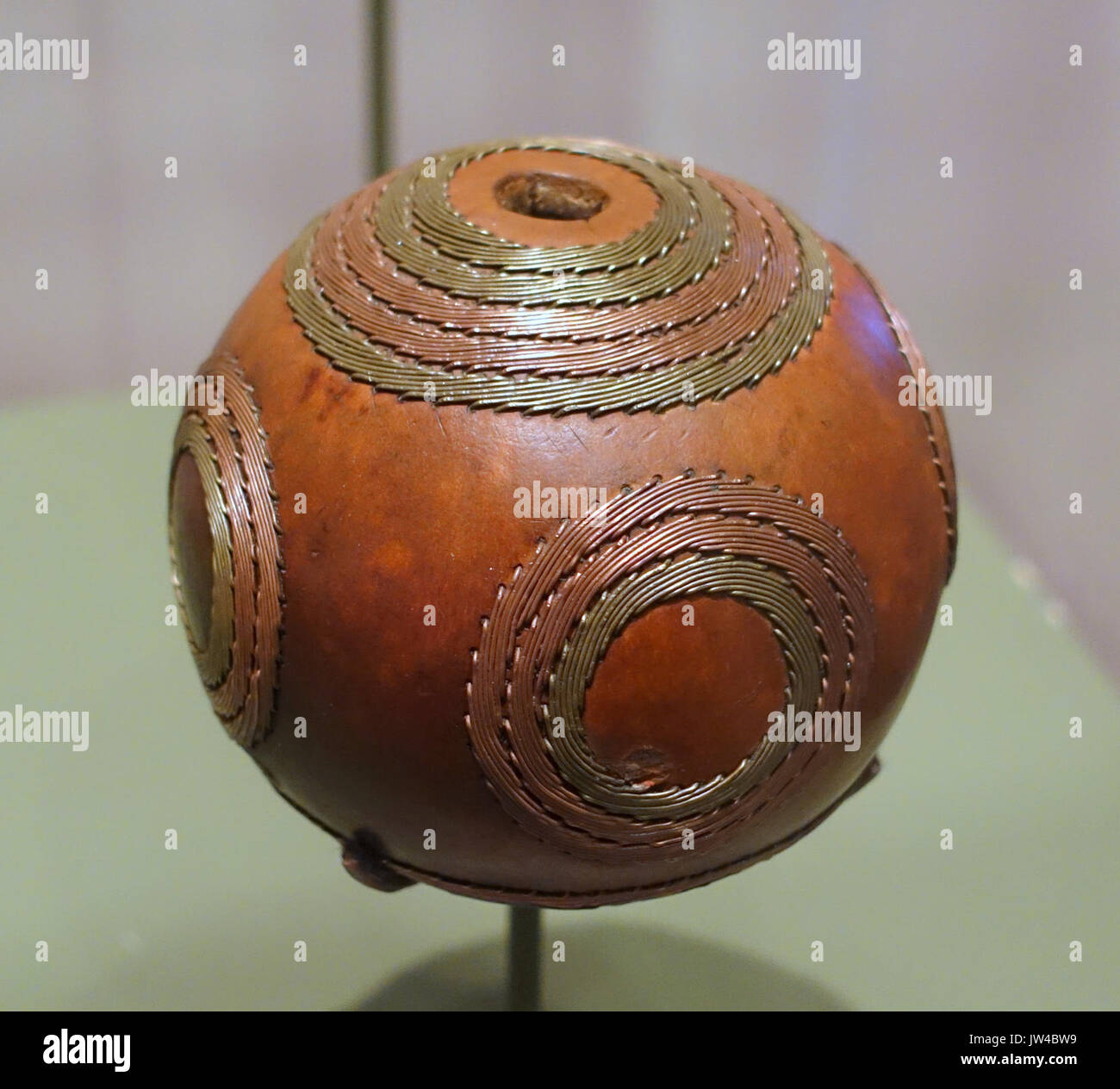 Snuff container, Zulu people, South Africa, late 1800s, gourd, brass ...