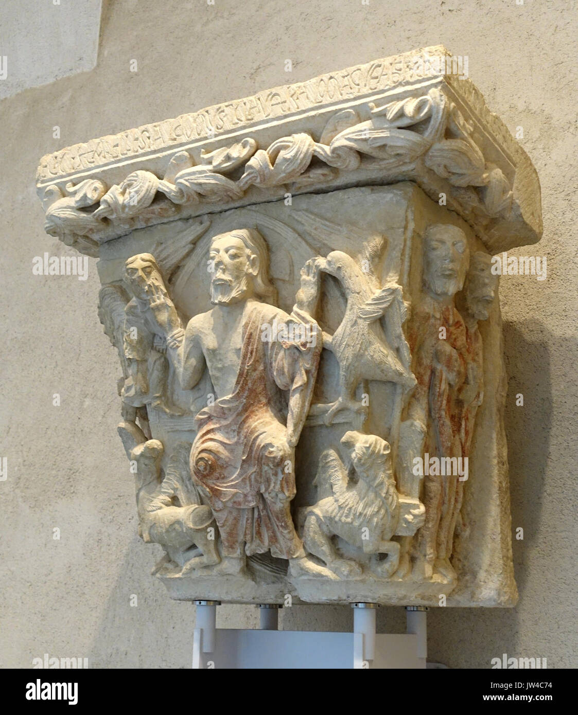 Capital, Abbey of Santa Maria de Labanza, Palencia, Spain, Christ in ...