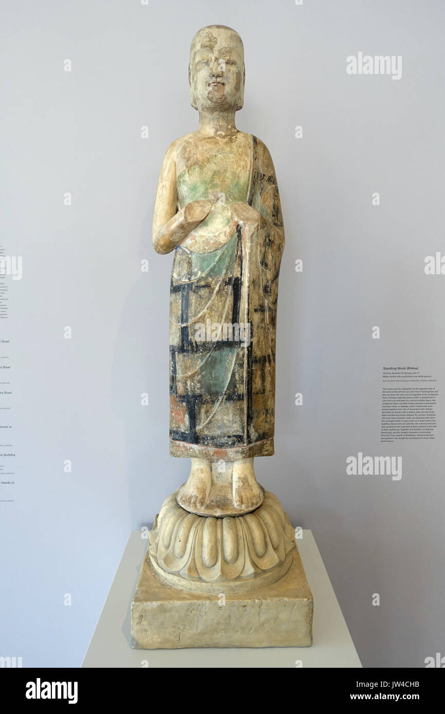 Standing Monk (bhiksu), 1 of 2, China, Northern Qi dynasty, 550 577 AD ...