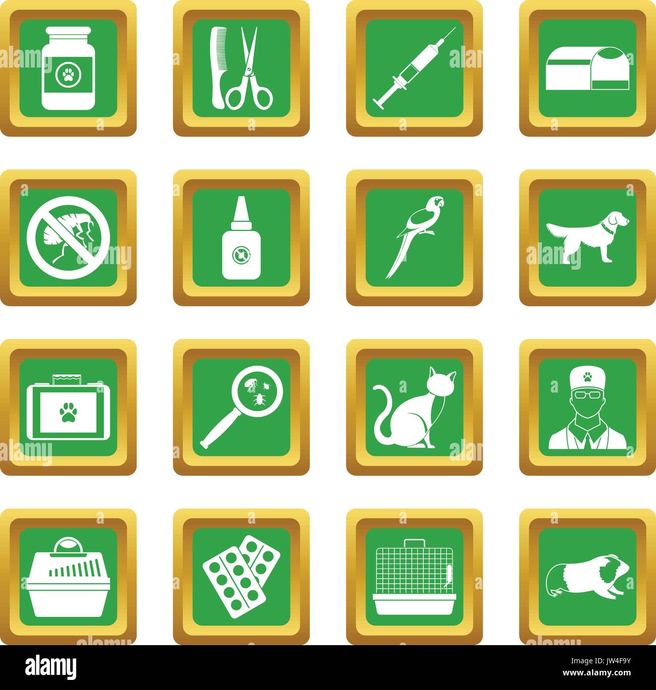 Veterinary icons set green Stock Vector Image & Art - Alamy