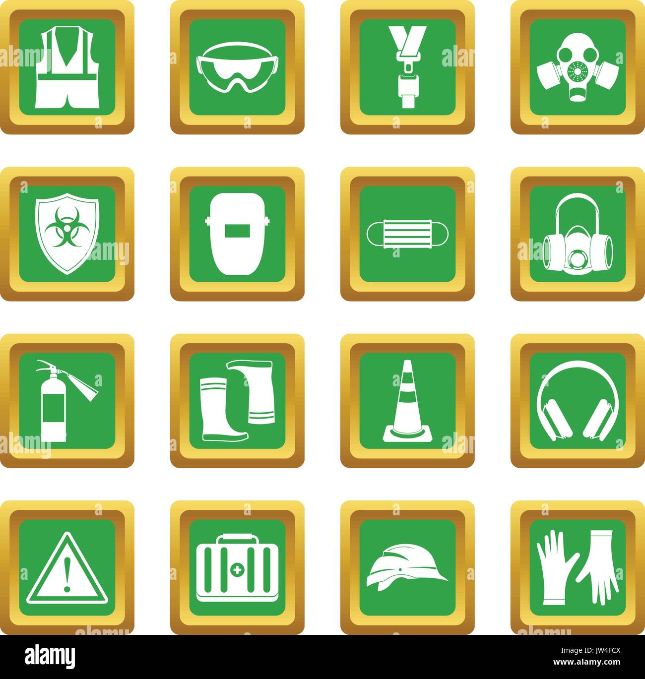 Safety icons set green Stock Vector Image & Art - Alamy