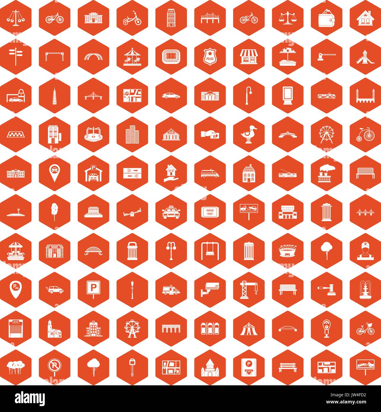 100 city icons hexagon orange Stock Vector Image & Art - Alamy