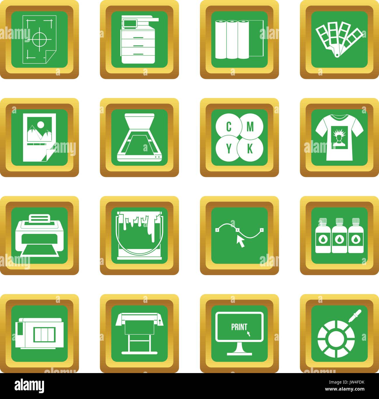 Printing icons set green Stock Vector Image & Art - Alamy
