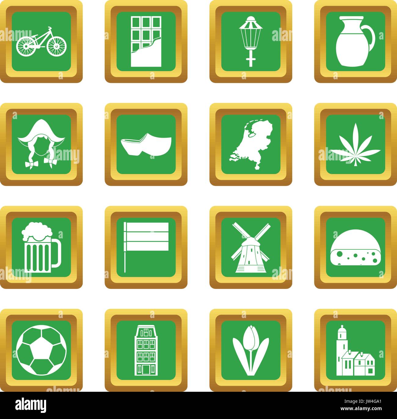 Netherlands icons set green Stock Vector Image & Art - Alamy