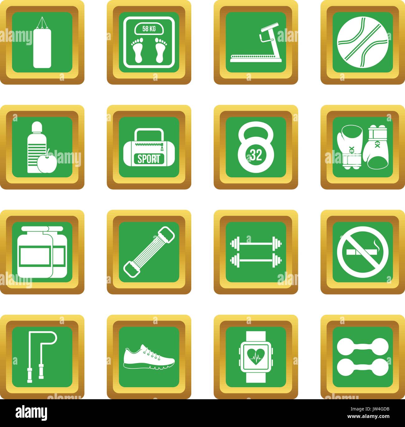 Gym icons set green Stock Vector Image & Art - Alamy