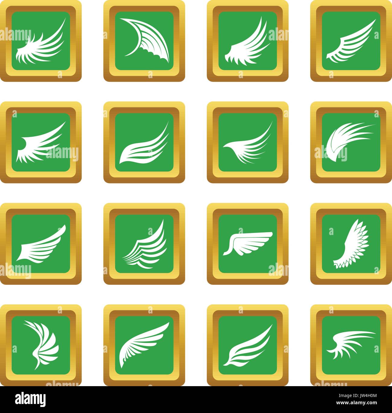 Wing icons set green Stock Vector Image & Art - Alamy
