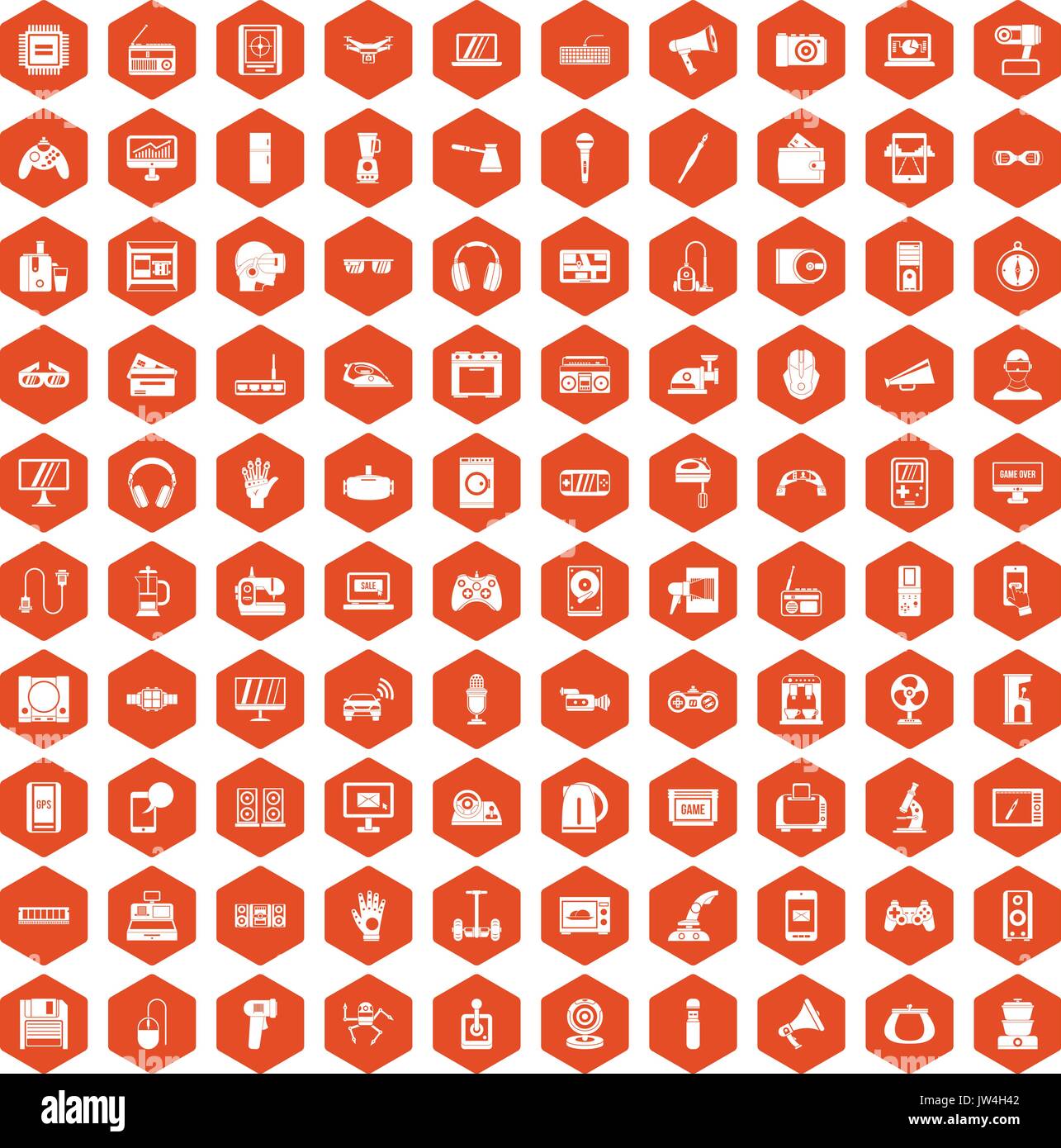100 device app icons hexagon orange Stock Vector Image & Art - Alamy