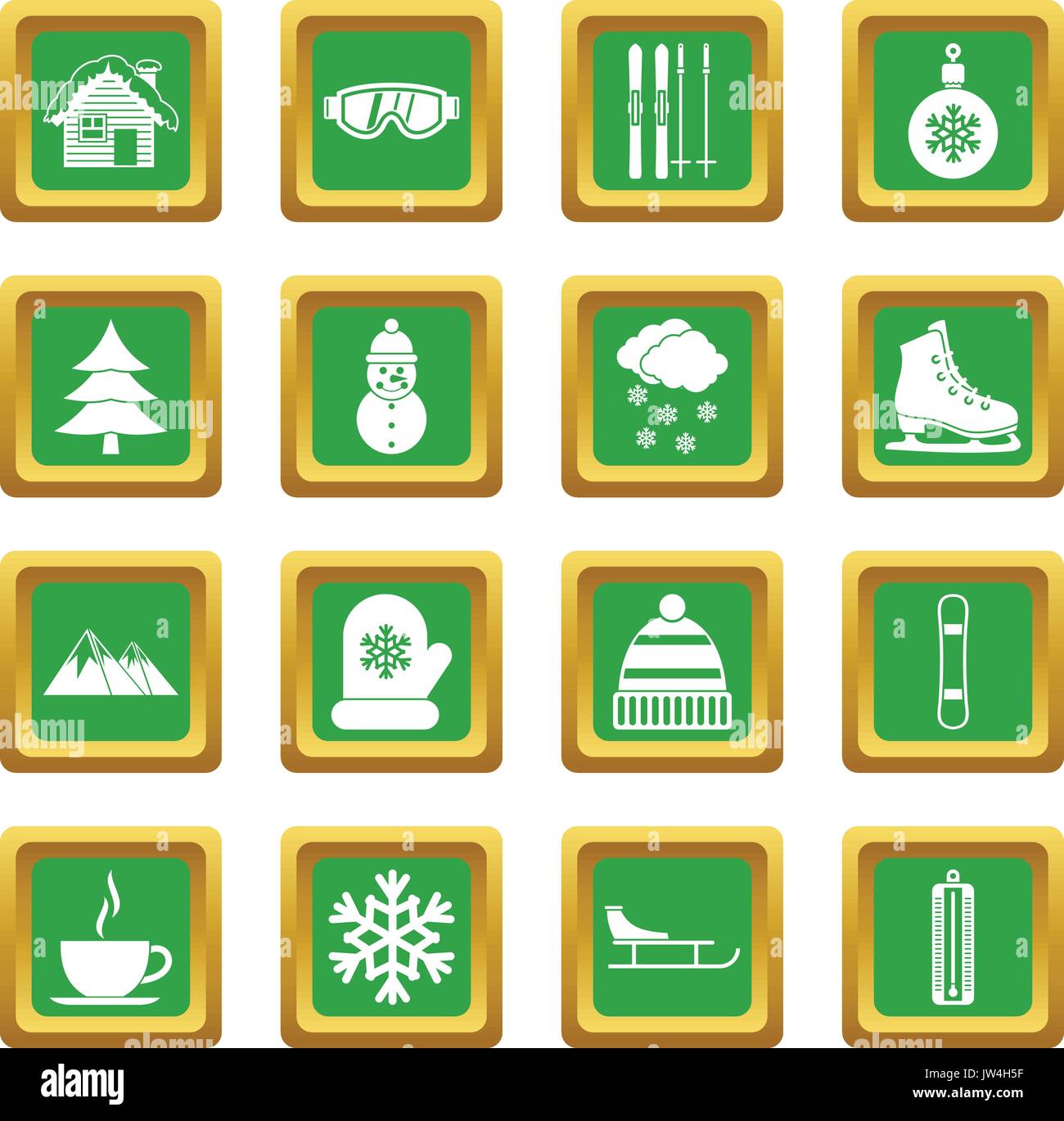 Winter icons set green Stock Vector Image & Art - Alamy