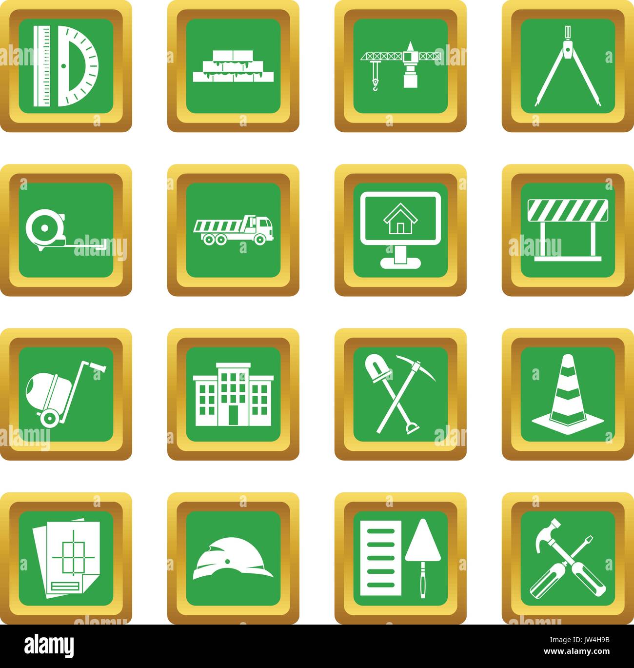 Construction icons set green Stock Vector Image & Art - Alamy