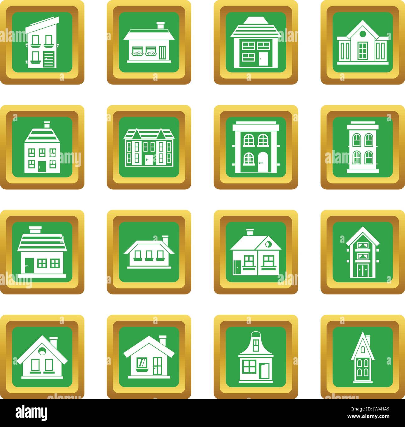 House icons set green Stock Vector Image & Art - Alamy