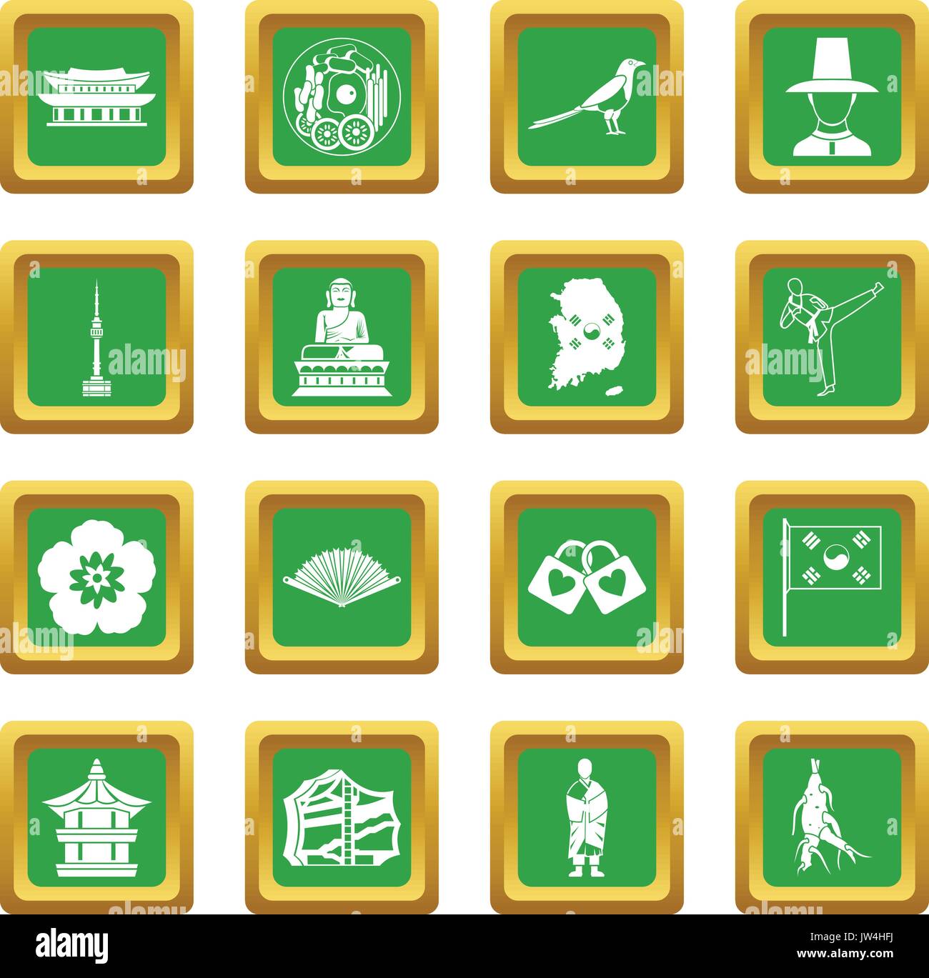 South Korea icons set green Stock Vector Image & Art - Alamy