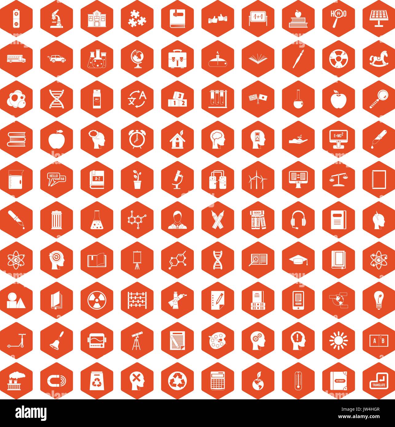 100 education icons hexagon orange Stock Vector Image & Art - Alamy