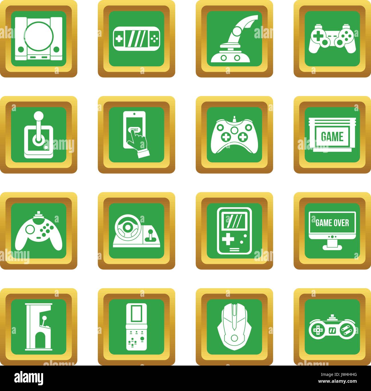 Video game icons set green Stock Vector Image & Art - Alamy