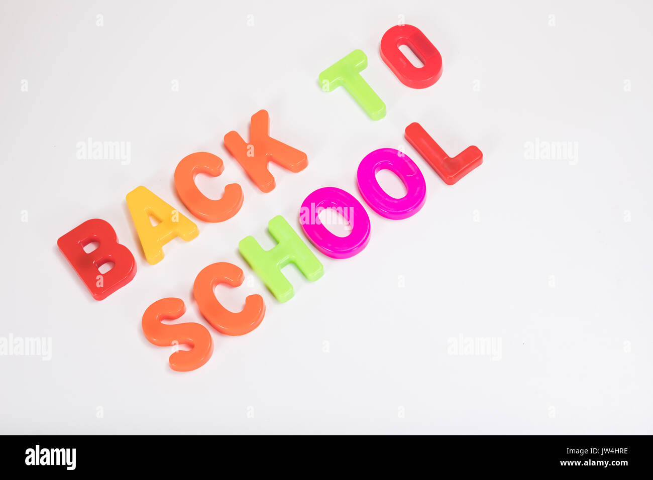 Back to school written with colourful alphabet learning letters on a ...