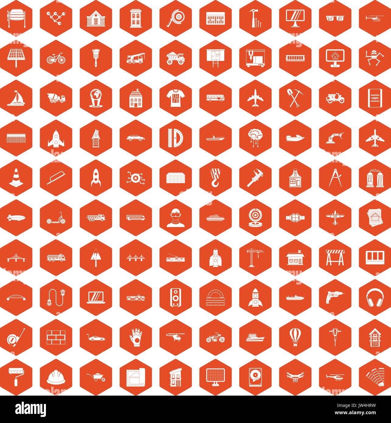 100 engineering icons hexagon orange Stock Vector Image & Art - Alamy