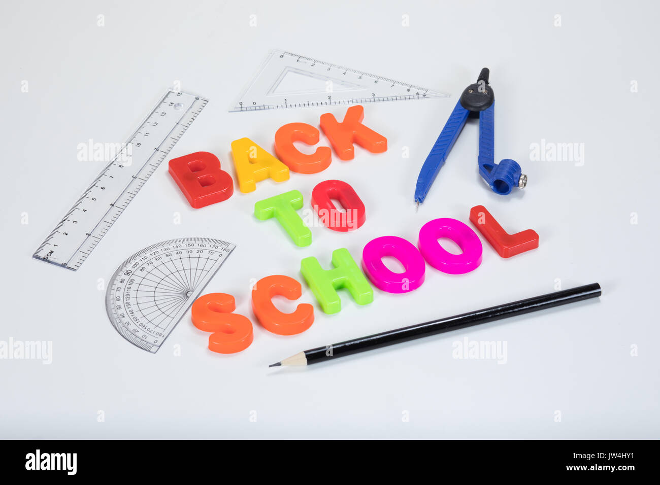 Back to school written with colourful alphabet learning letters ...