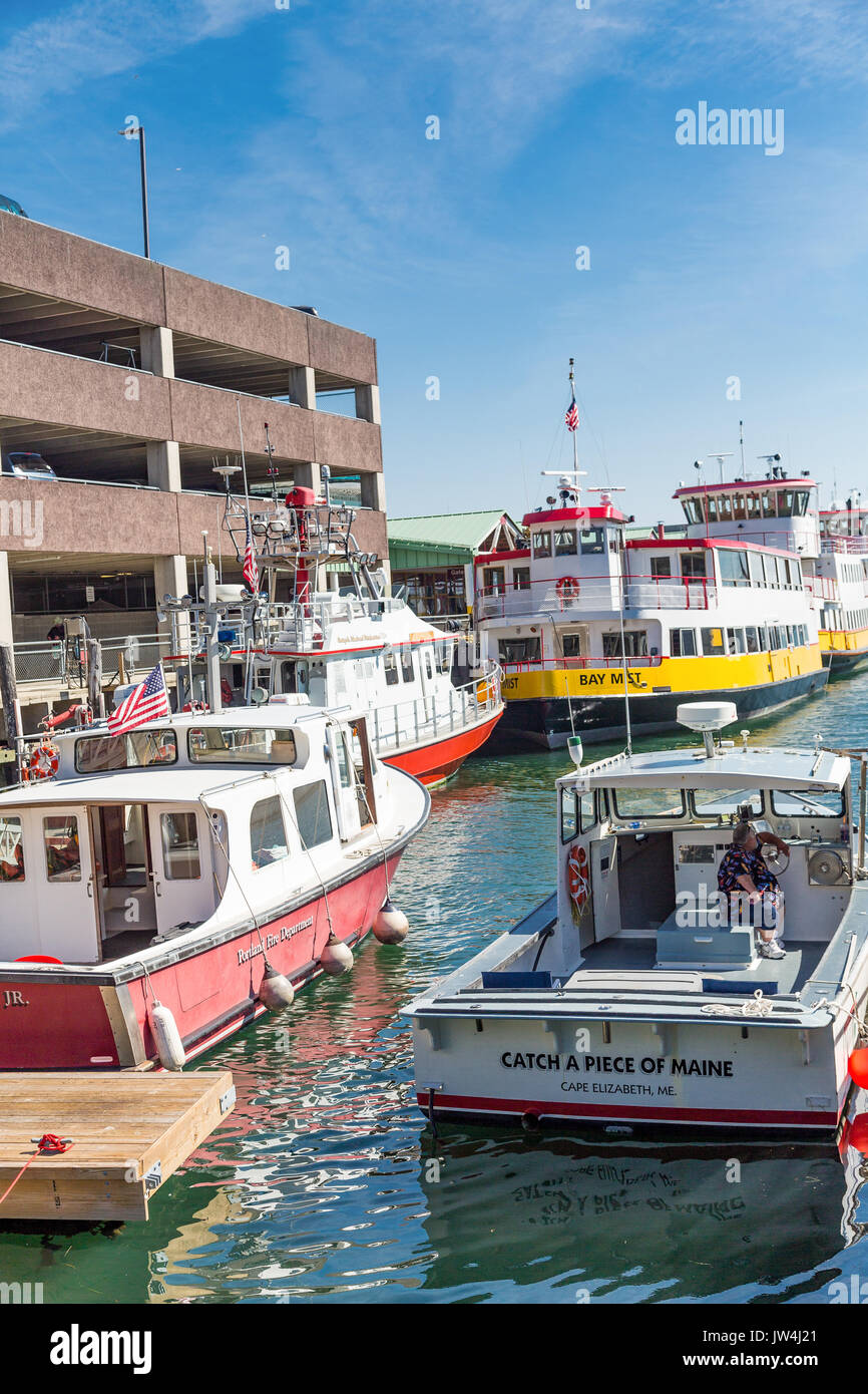 Fishing Boats and Ferries in Portland Maine Stock Photo - Alamy