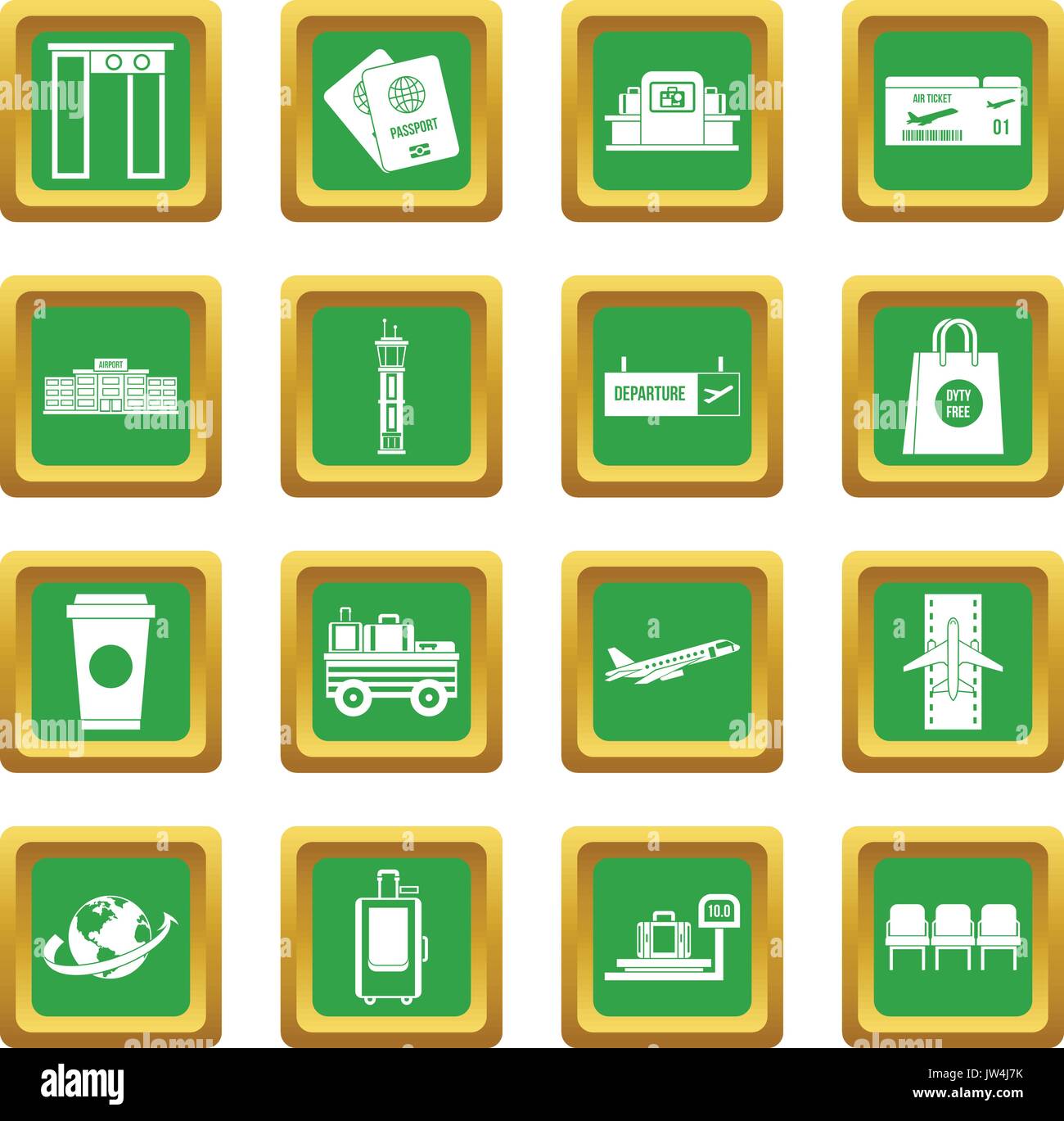 Airport icons set green Stock Vector Image & Art - Alamy
