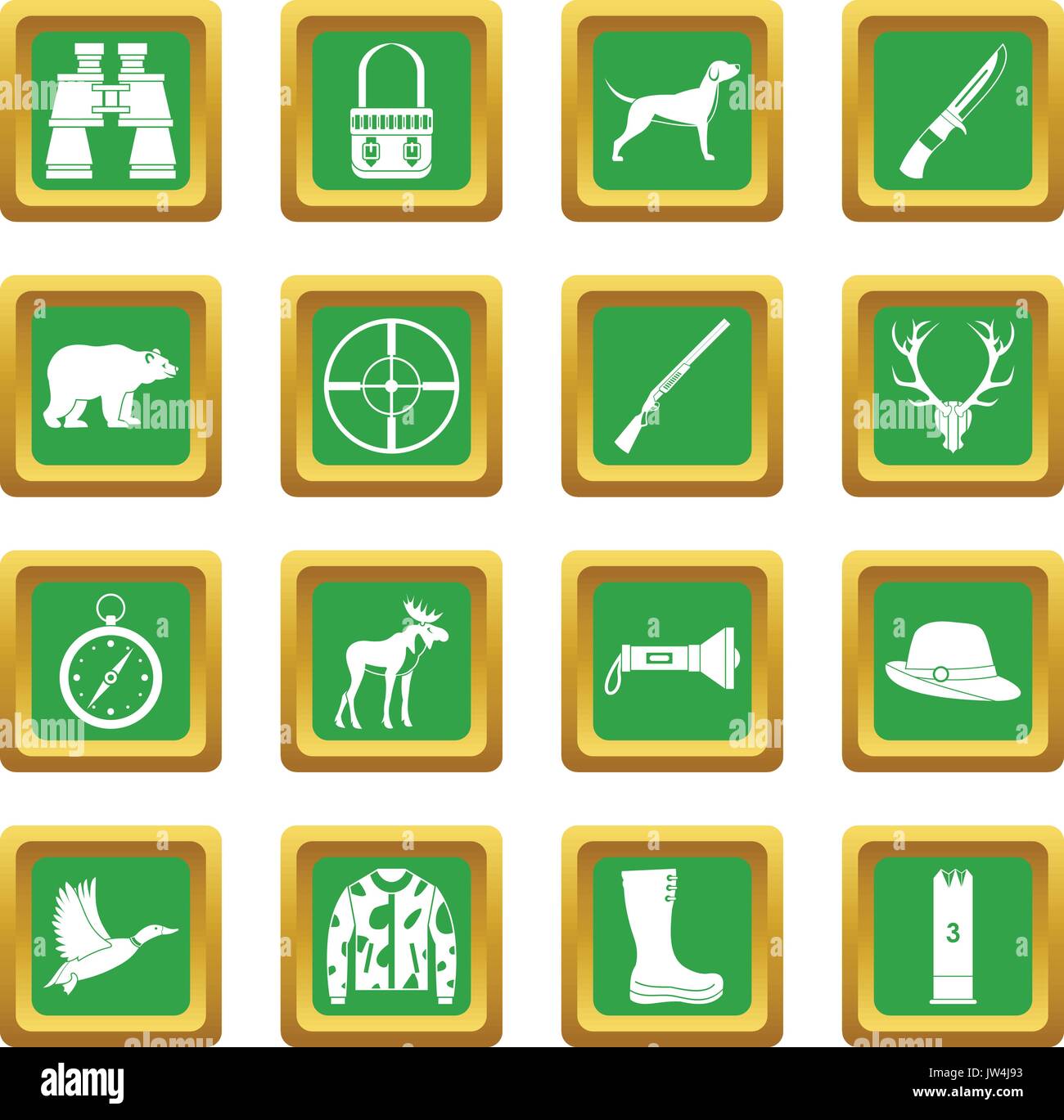 Hunting icons set green Stock Vector Image & Art - Alamy
