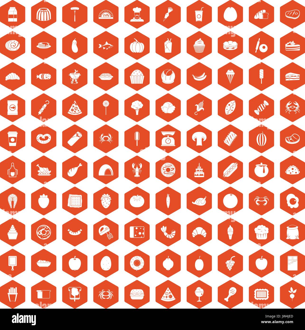 100 favorite food icons hexagon orange Stock Vector Image & Art - Alamy