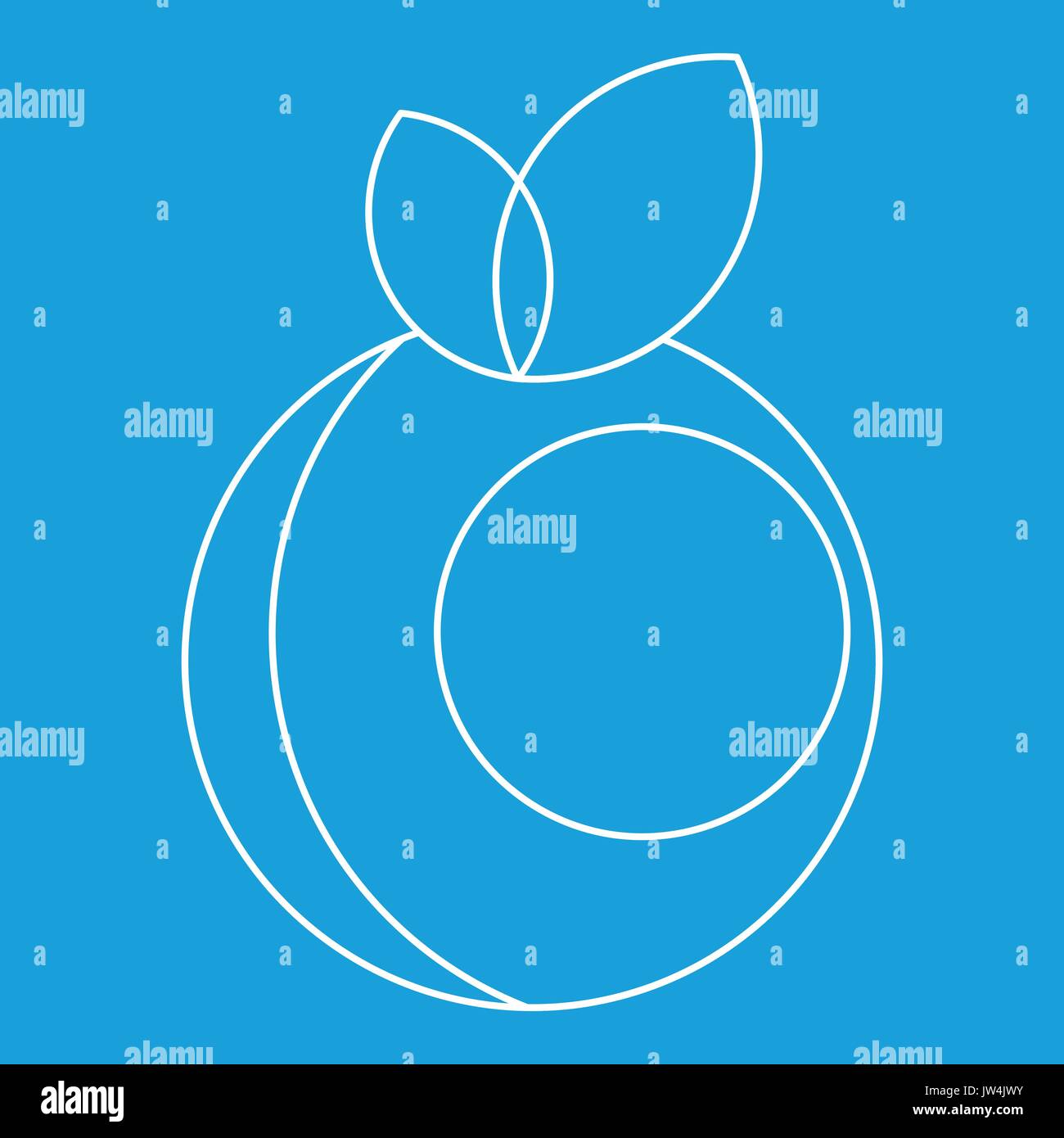 Round apple with leaves icon, outline style Stock Vector Image & Art ...