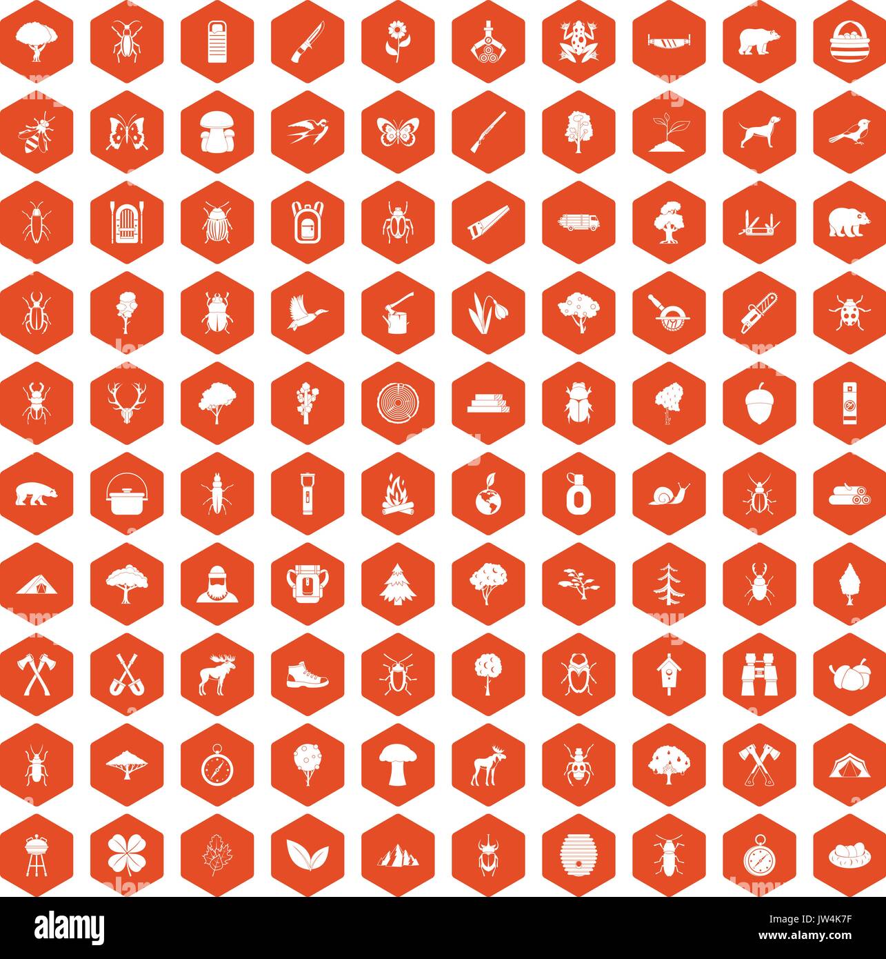 100 forest icons hexagon orange Stock Vector Image & Art - Alamy