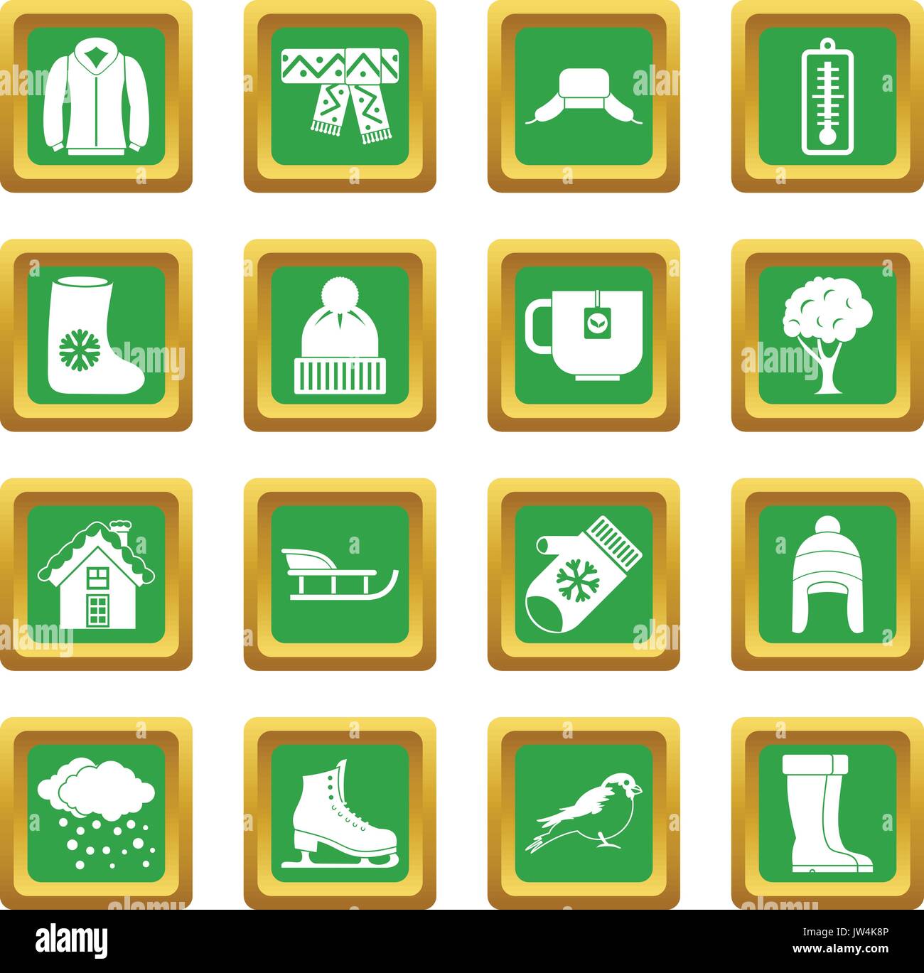 Winter icons set green Stock Vector Image & Art - Alamy