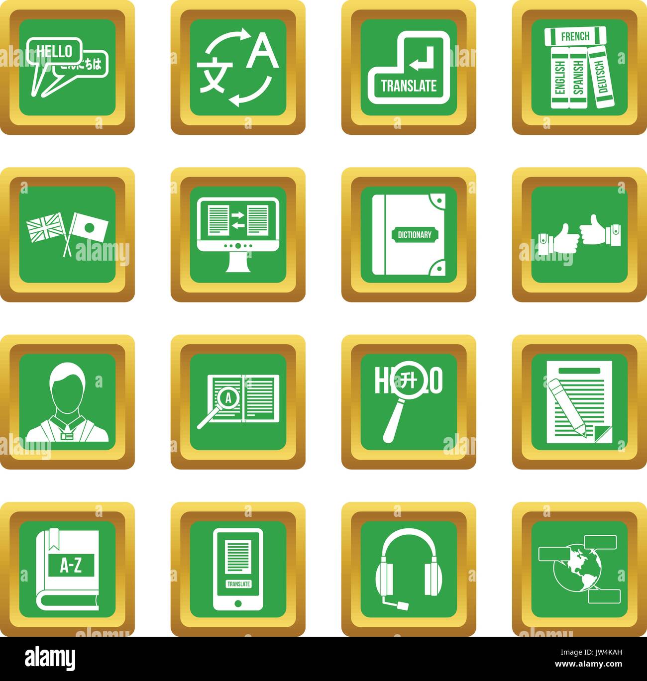 Learning foreign languages icons set green Stock Vector Image & Art - Alamy