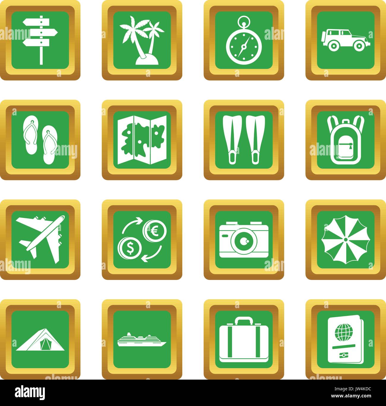 Travel icons set green Stock Vector Image & Art - Alamy