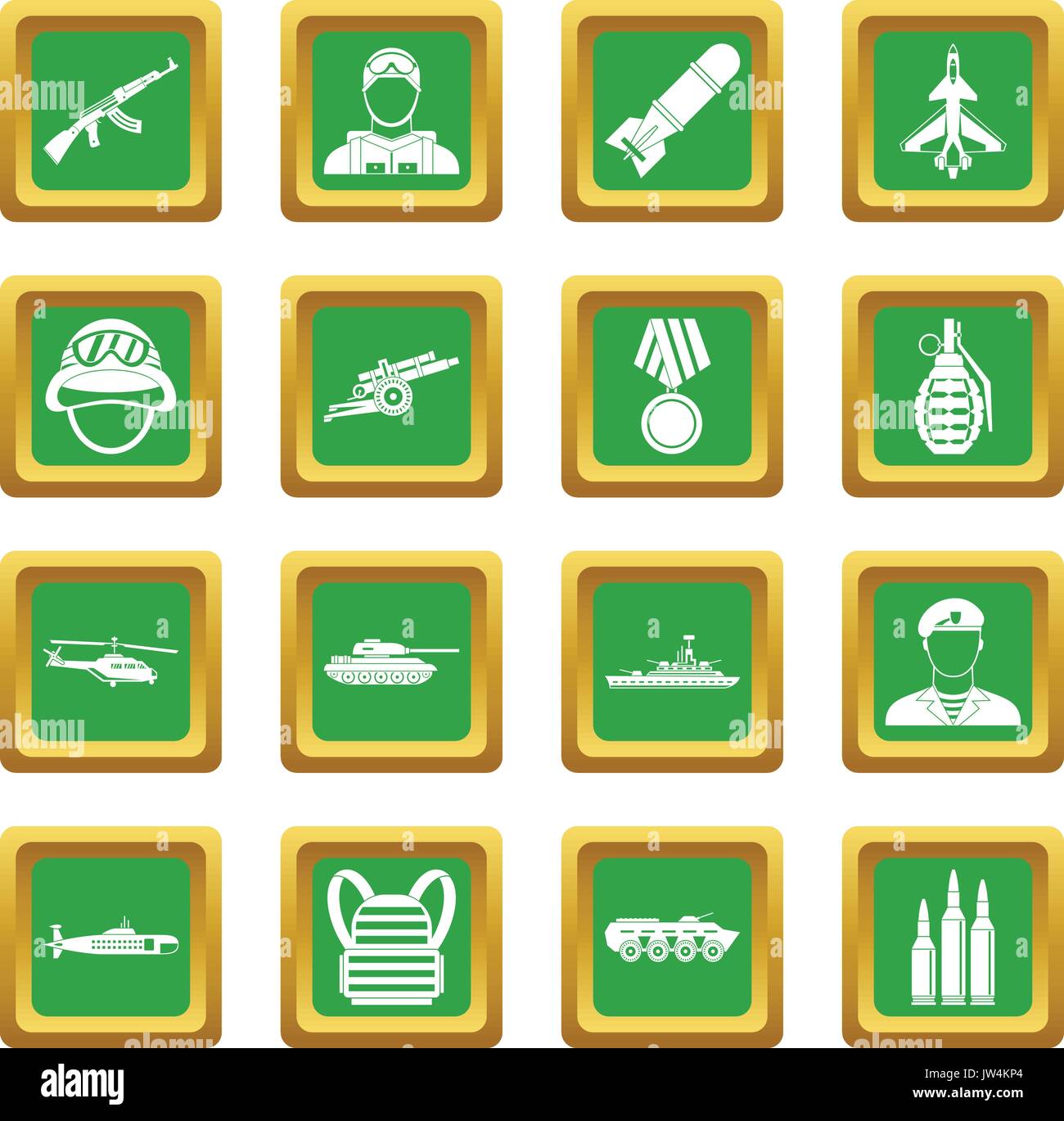 War icons set green Stock Vector Image & Art - Alamy
