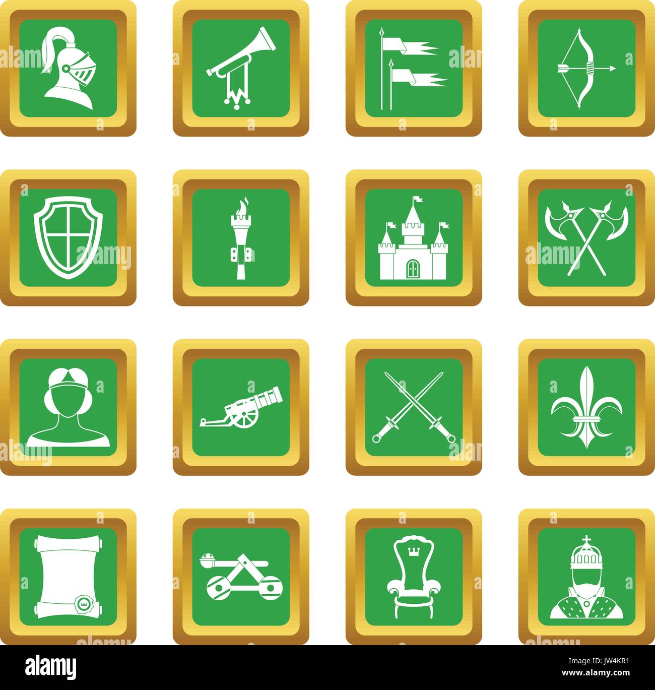 Knight medieval icons set green Stock Vector Image & Art - Alamy