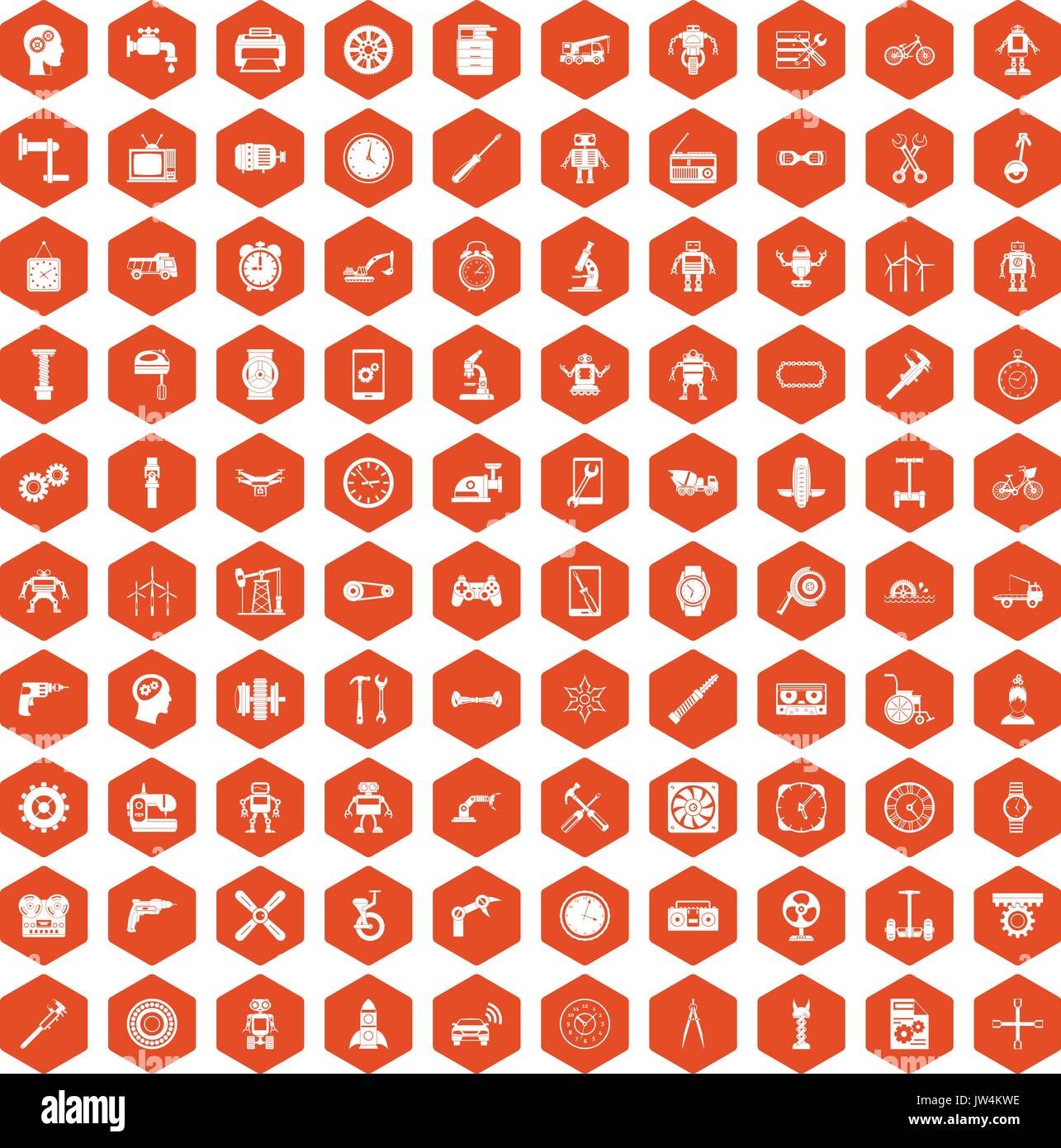 100 gear icons hexagon orange Stock Vector Image & Art - Alamy