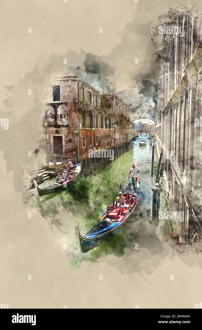 Famous Gondola service in the canals of Venice Stock Photo - Alamy