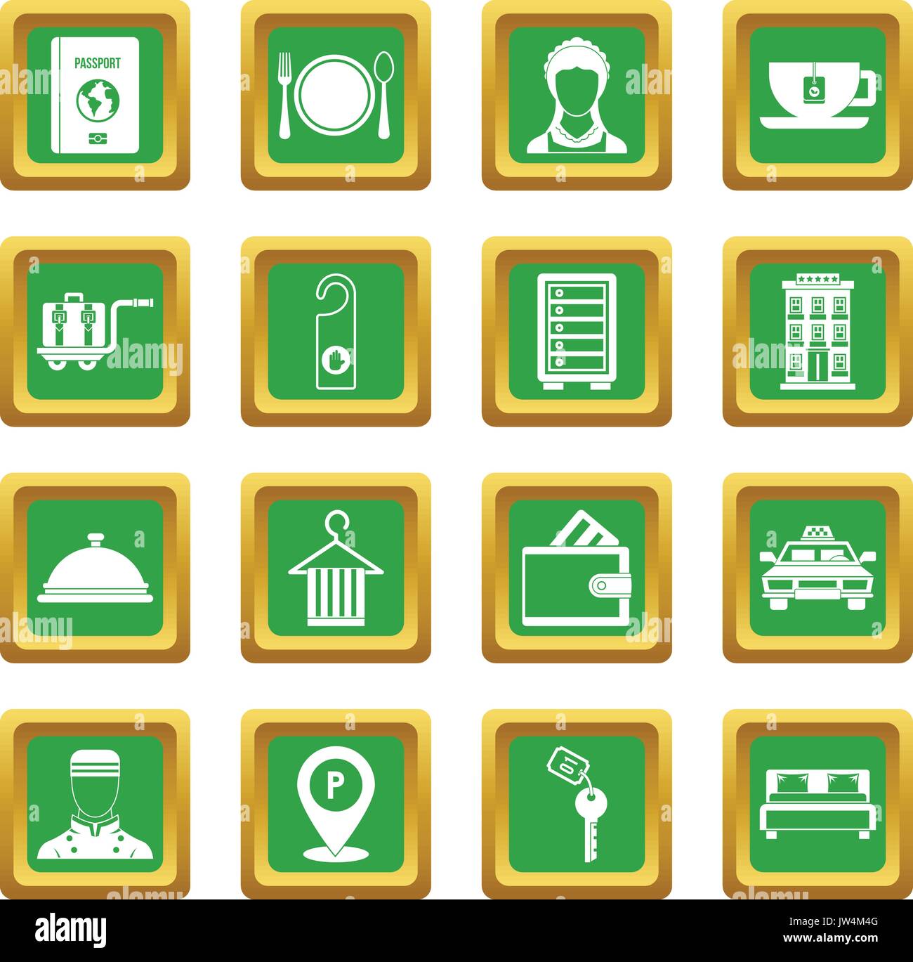 Hotel icons set green Stock Vector Image & Art - Alamy
