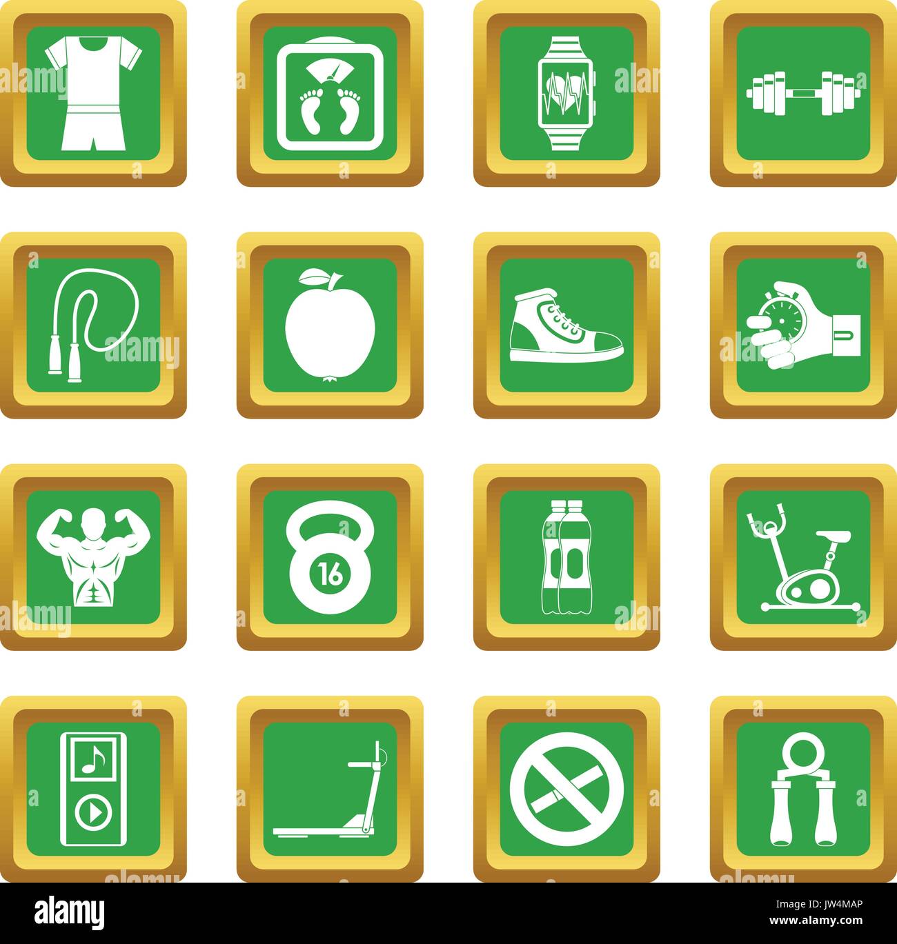Fitness icons set green Stock Vector Image & Art - Alamy
