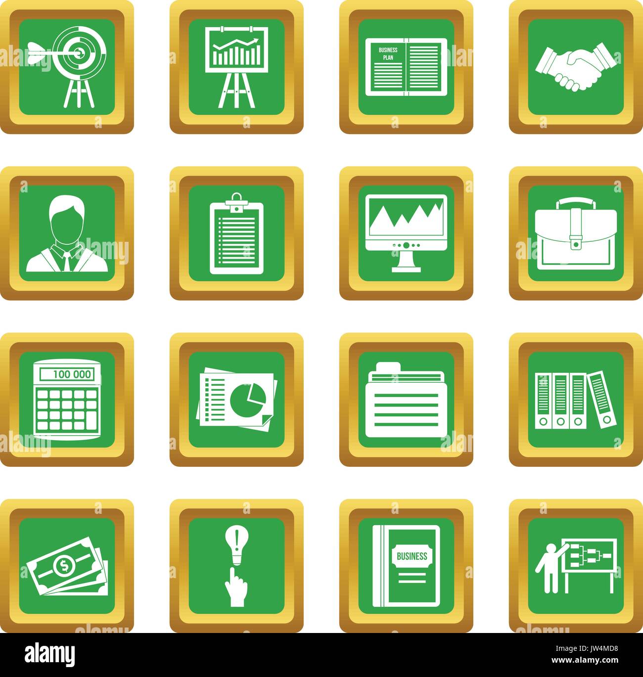 Business plan icons set green Stock Vector Image & Art - Alamy