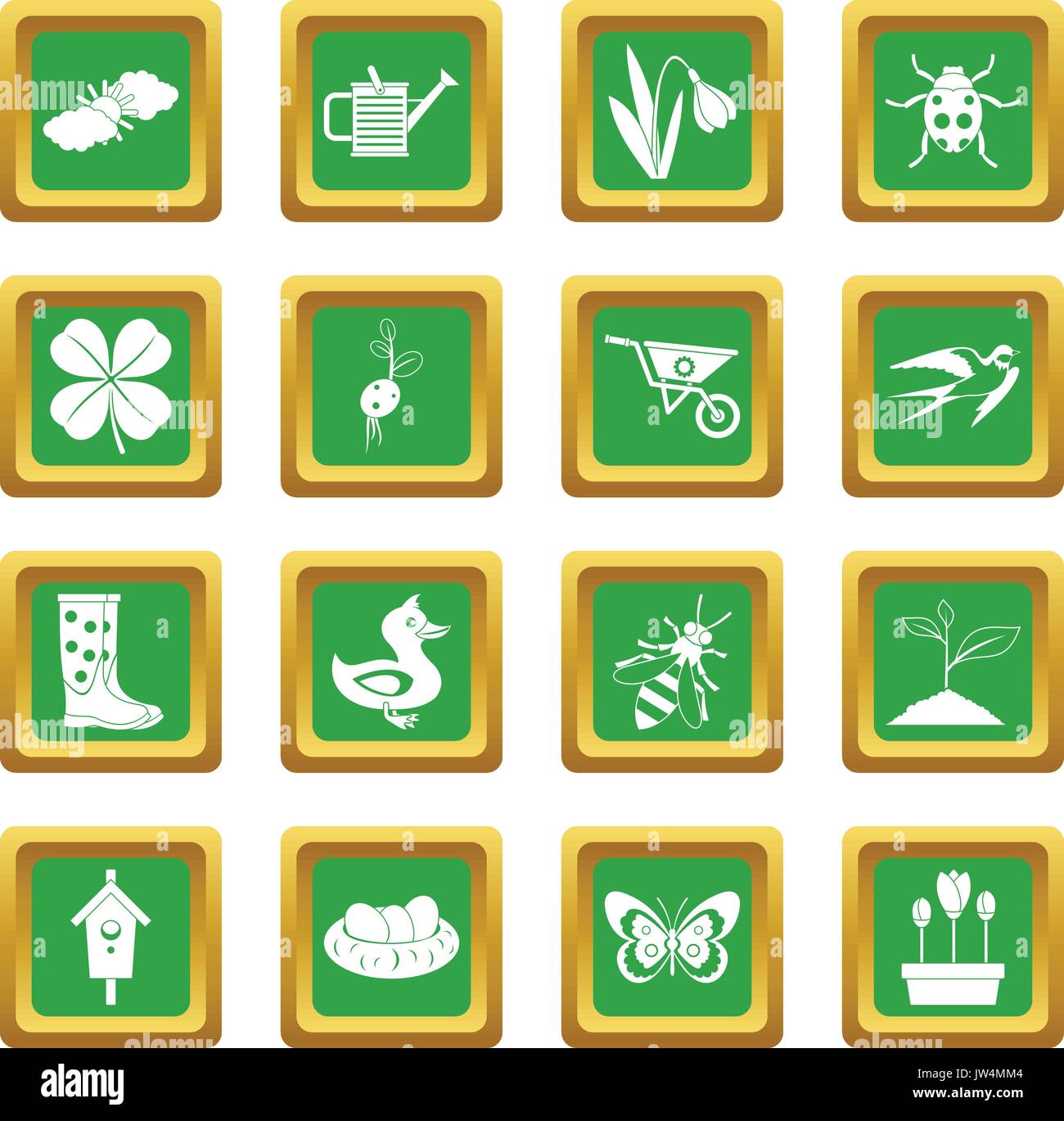 Spring icons set green Stock Vector Image & Art - Alamy