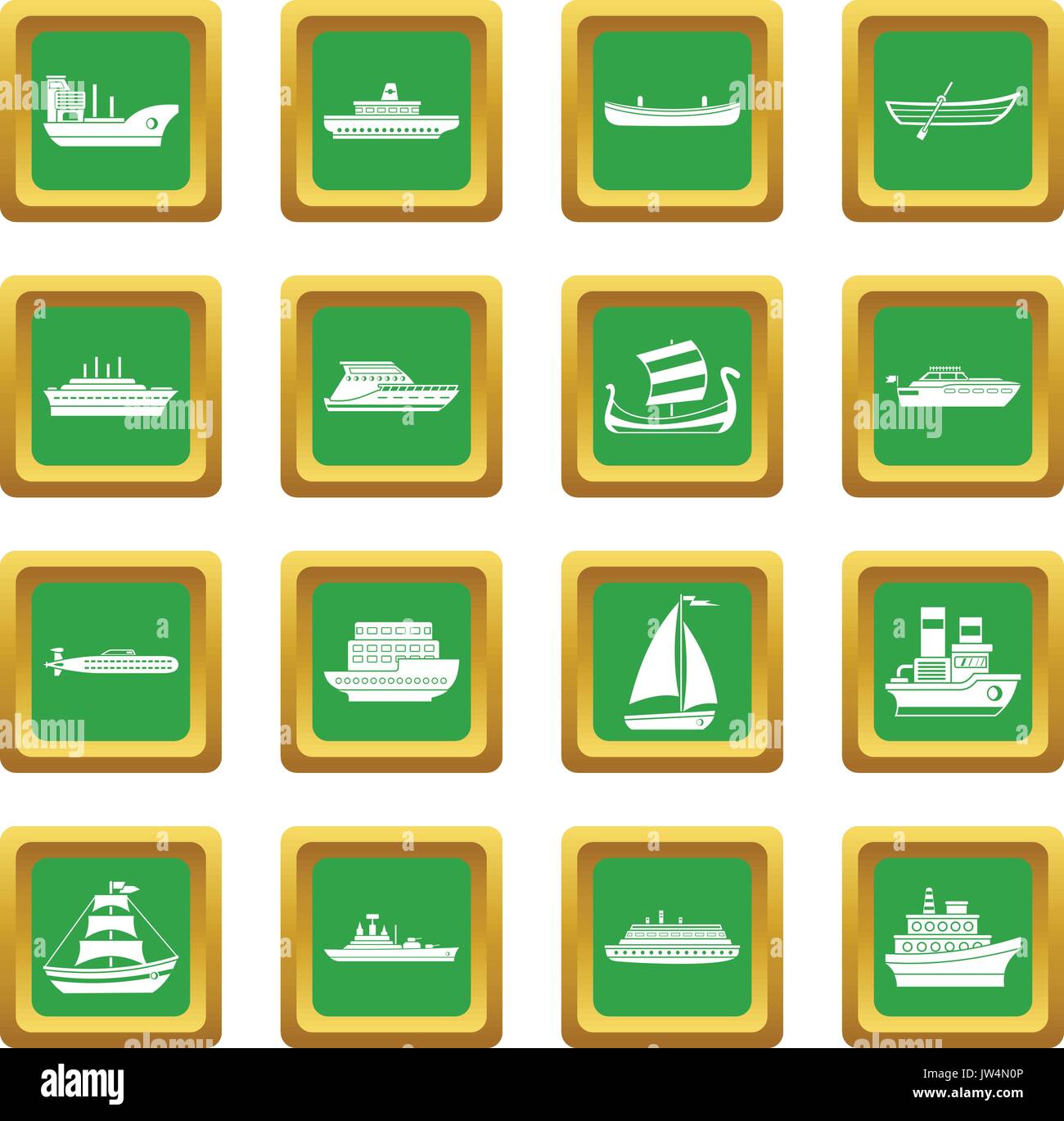 Sea transport icons set green Stock Vector Image & Art - Alamy