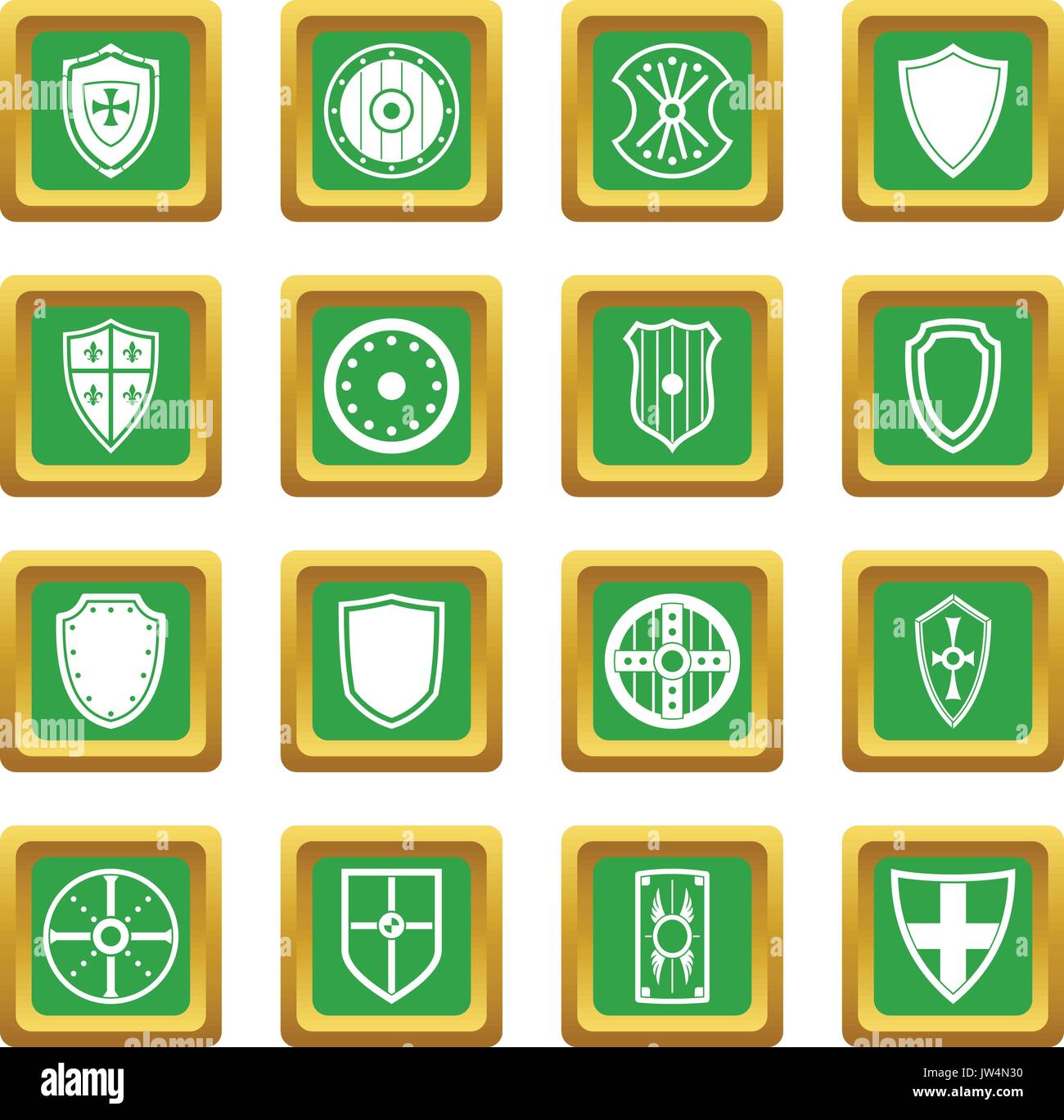 Shield frames icons set green Stock Vector Image & Art - Alamy