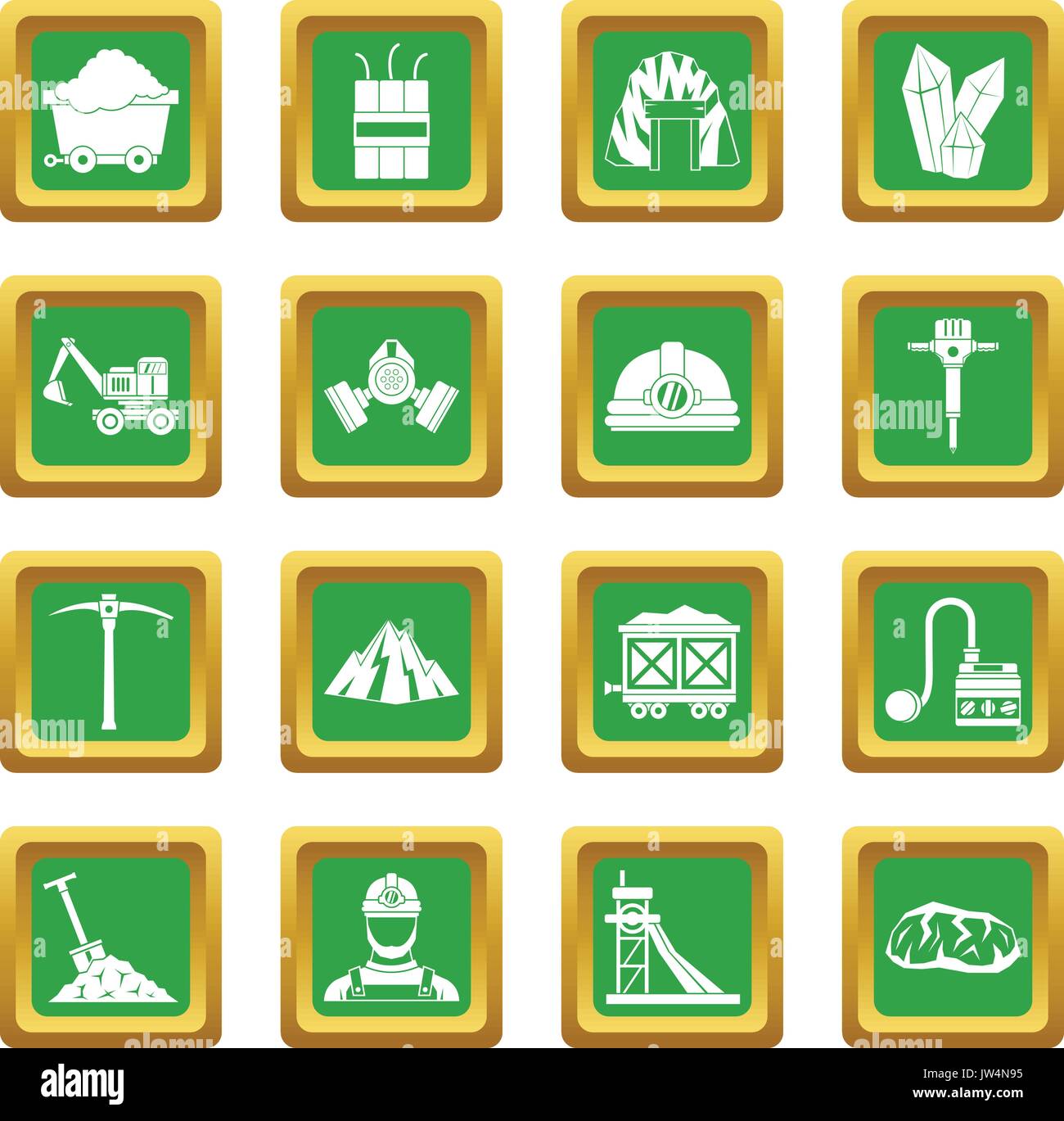 Miner icons set green Stock Vector Image & Art - Alamy