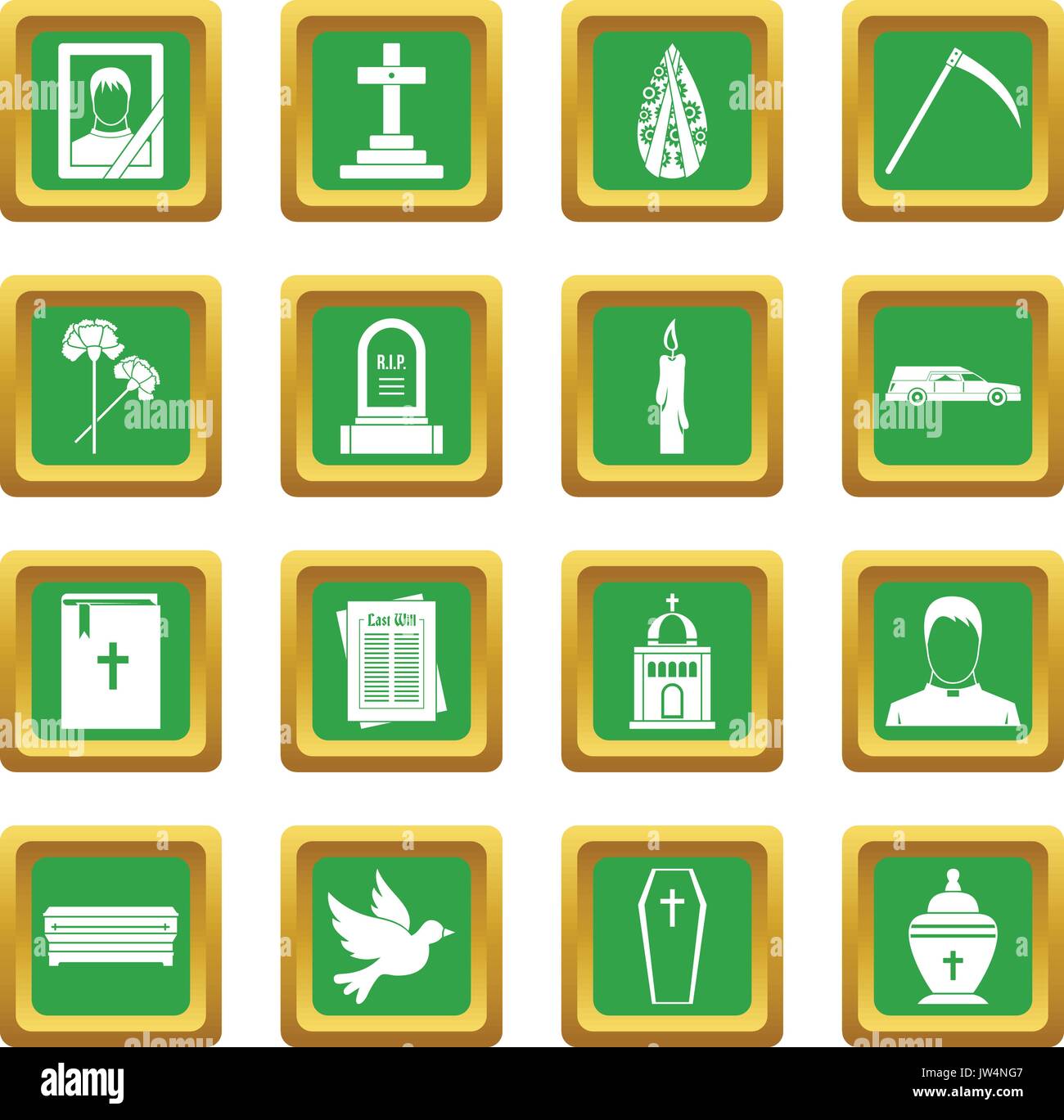 Funeral icons set green Stock Vector Image & Art - Alamy