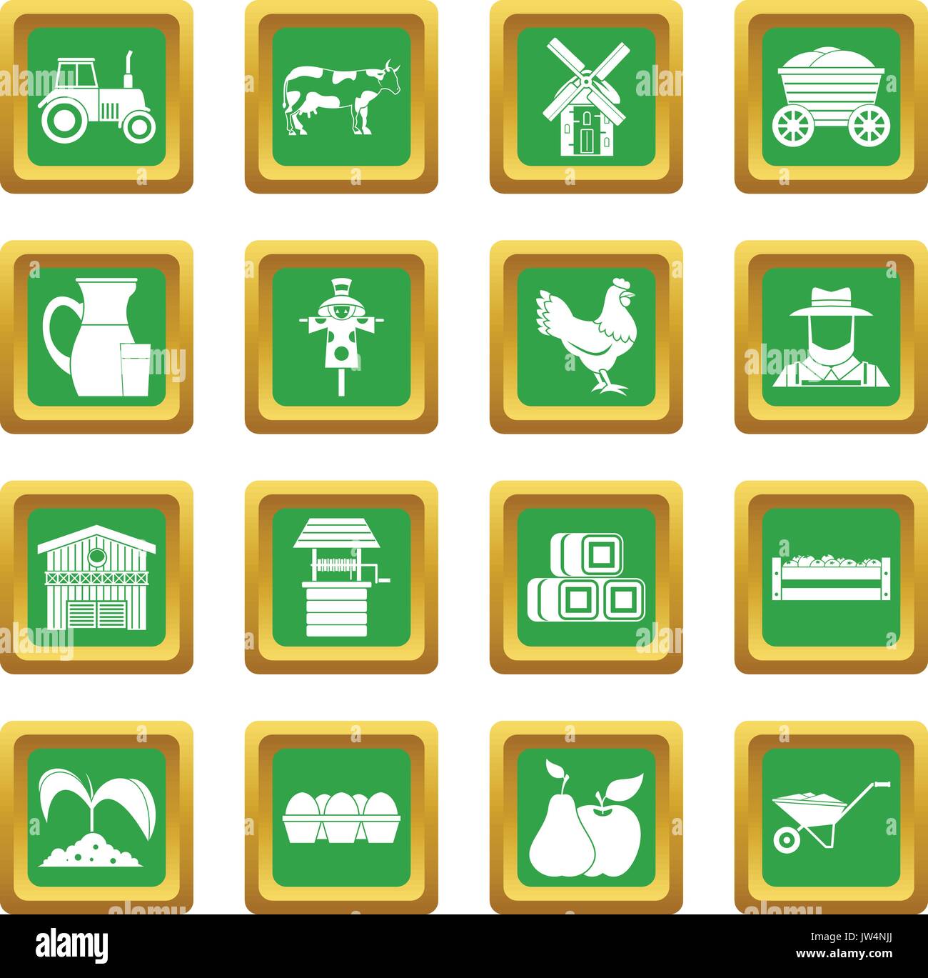 Farm icons set green Stock Vector Image & Art - Alamy