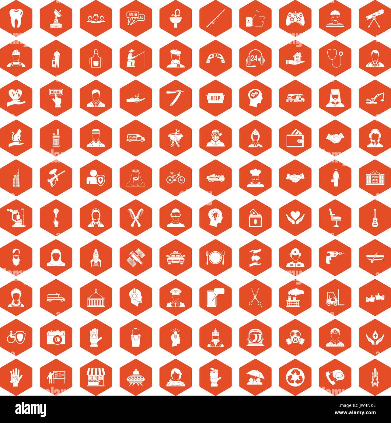100 human resources icons hexagon orange Stock Vector Image & Art - Alamy